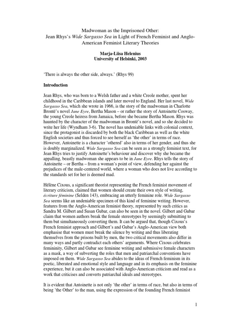 Jean Rhys Wide Sargasso Sea | PDF
