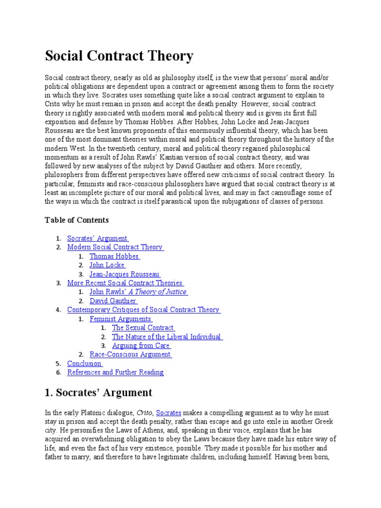 Social Contract Theory Document | PDF | Social Contract | John Rawls