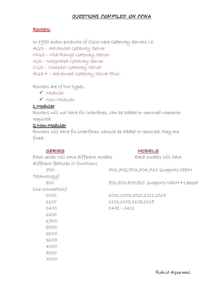Ccna Interview | PDF | Network Switch | Computer Network