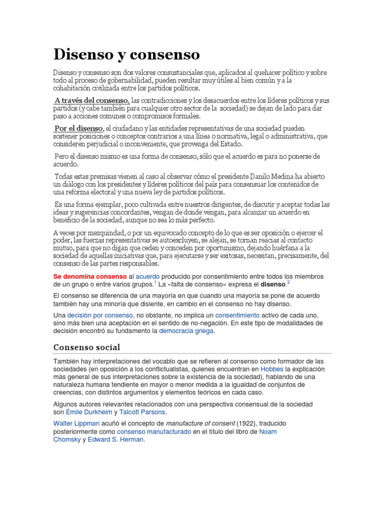 Disenso y Consenso | PDF | Toma de decisiones por consenso | Science