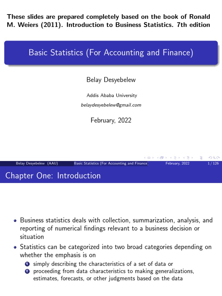 Basic Statistics (For Accounting and Finance) | PDF