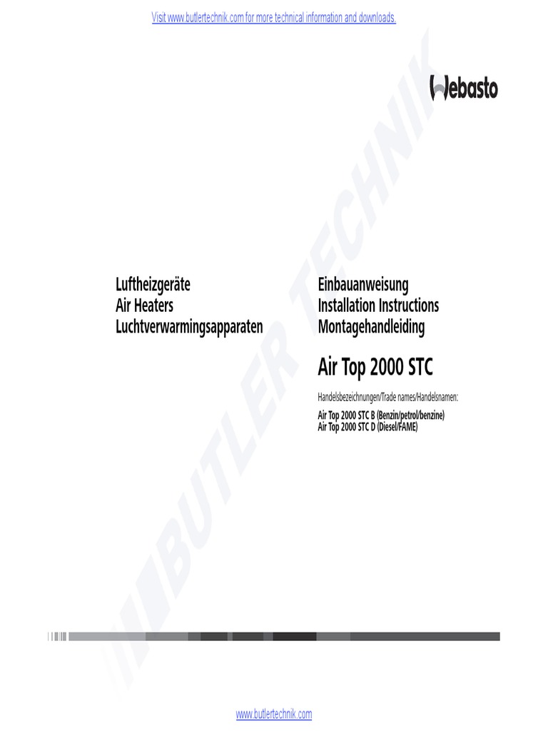 Webasto Airtop 2000STC Installation Manual | PDF