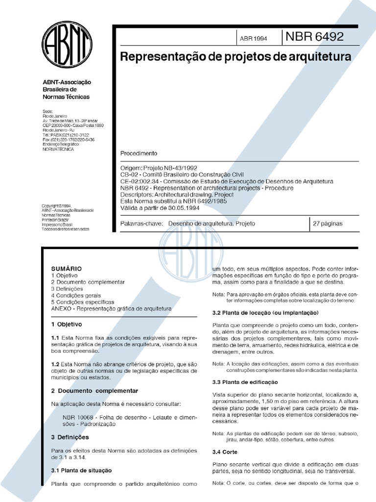NBR 6492 Representação de Projetos de Arquitetura - PDF | PDF