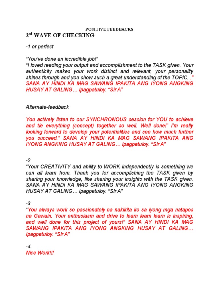 2 Wave of Checking: Positive Feedbacks | PDF | Cognitive Science ...