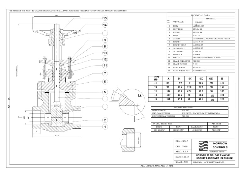 Forged Steel Gate Valve 800 15NB To 50NB | PDF | Valve | Screw