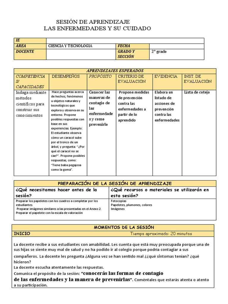 Las Enfermedades y Su Cuidado | PDF | Evaluación | Aprendizaje