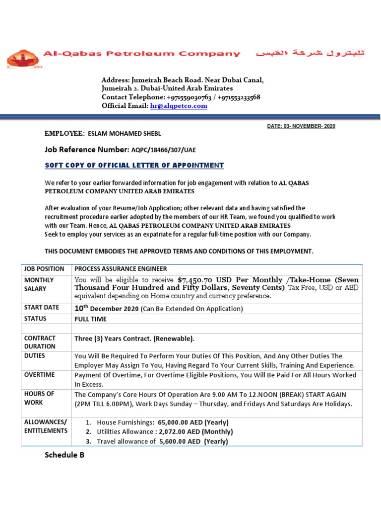 Al-Qabas Contract Approved Offer Doc, Eslam Mohamed Shebl | PDF ...