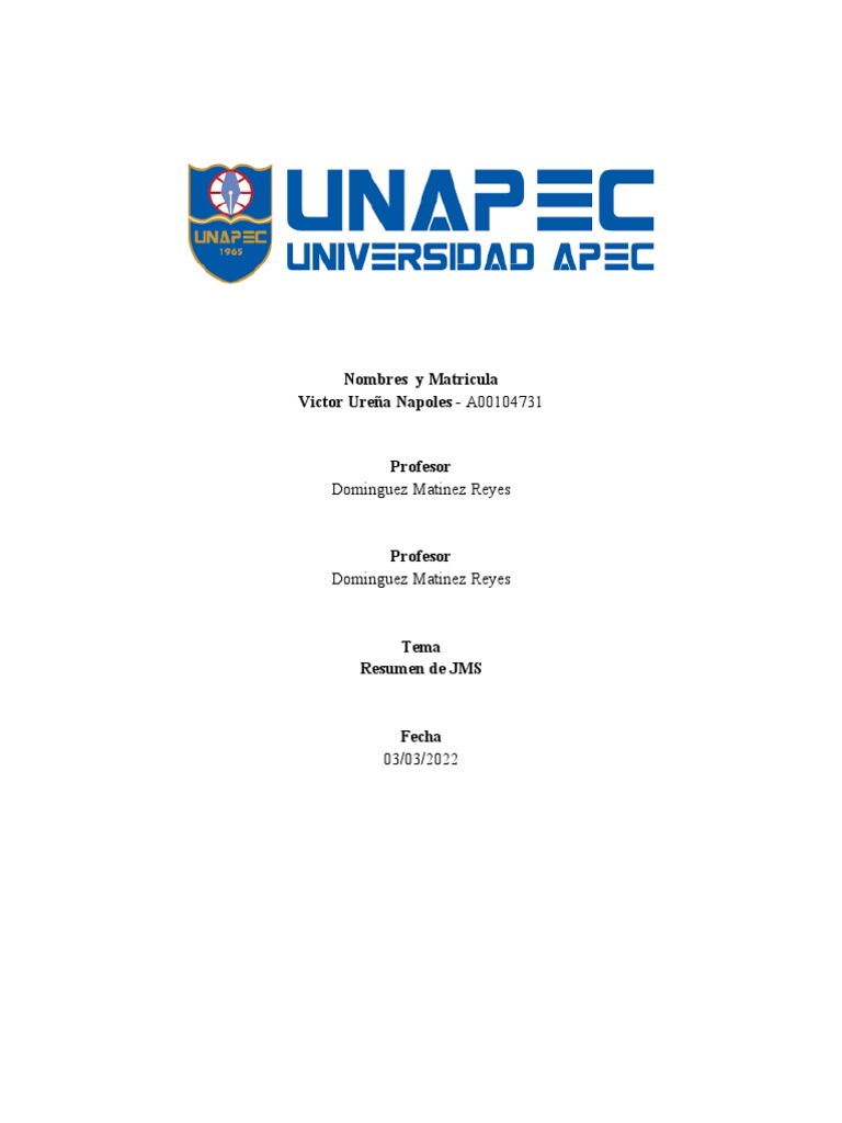 Resumen JMS | PDF | Java (lenguaje de programación) | Tecnologías de la ...