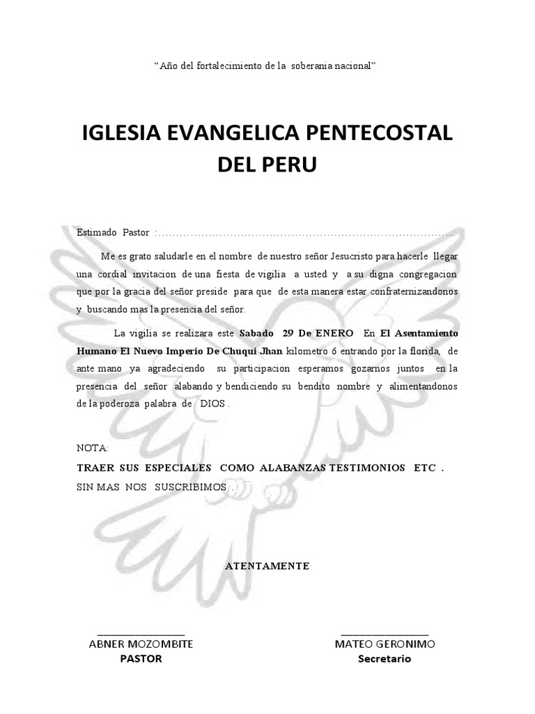 Invitación A Una Fiesta de Vigilia Iglesia Evangélica | PDF