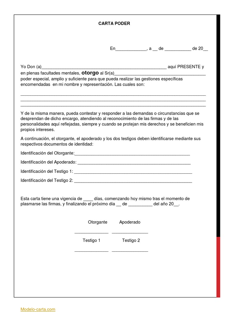Carta Poder Simple | PDF | Negocios | Derecho