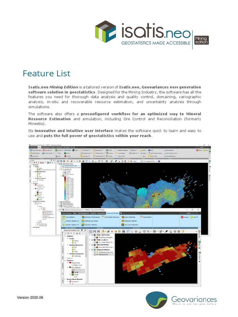 Isatis Neo MINING Features v2020.06 | PDF