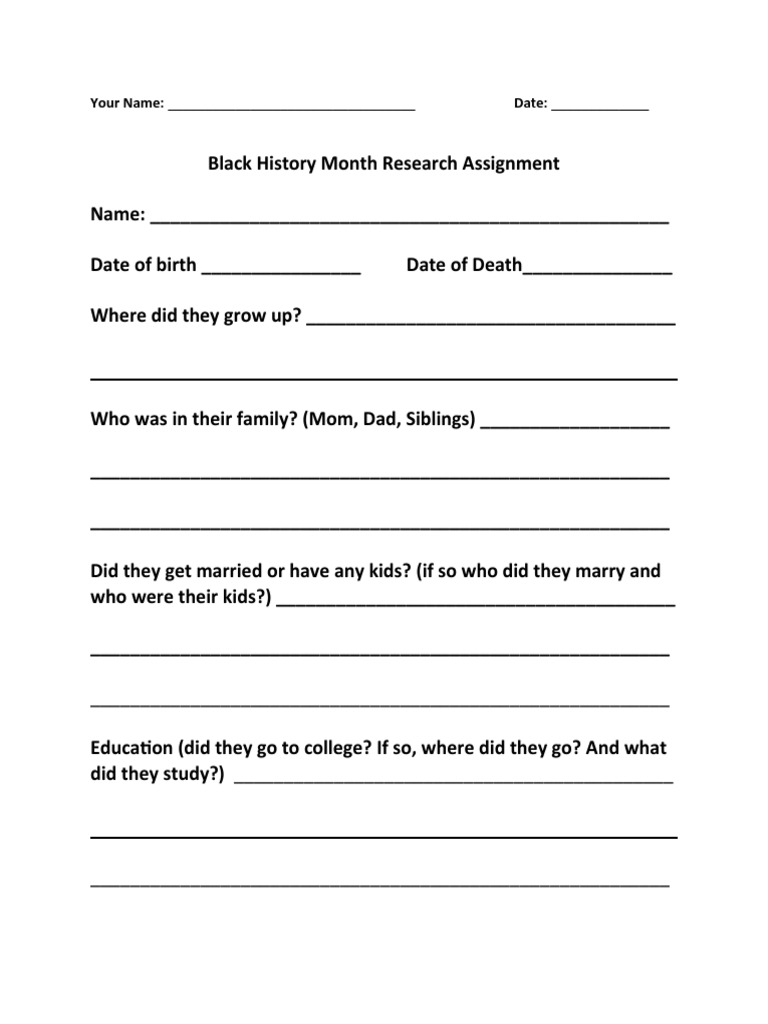Black History Month Research Template | PDF | Social Science | Science ...