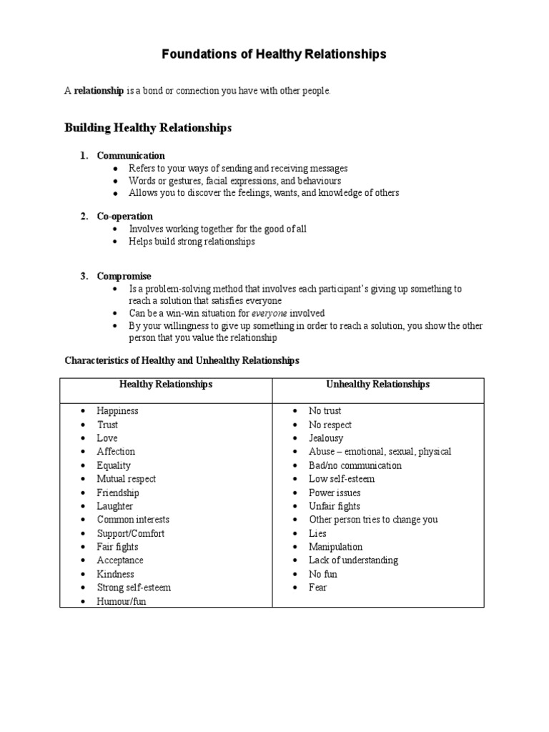 Healthy Vs Unhealthy Relationships | PDF | Self-Improvement