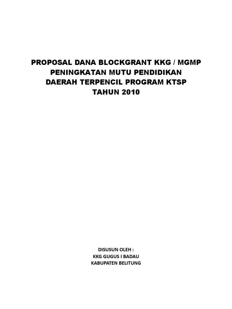 Proposal Dana Block Grant KKG | PDF | Karier & Perkembangan