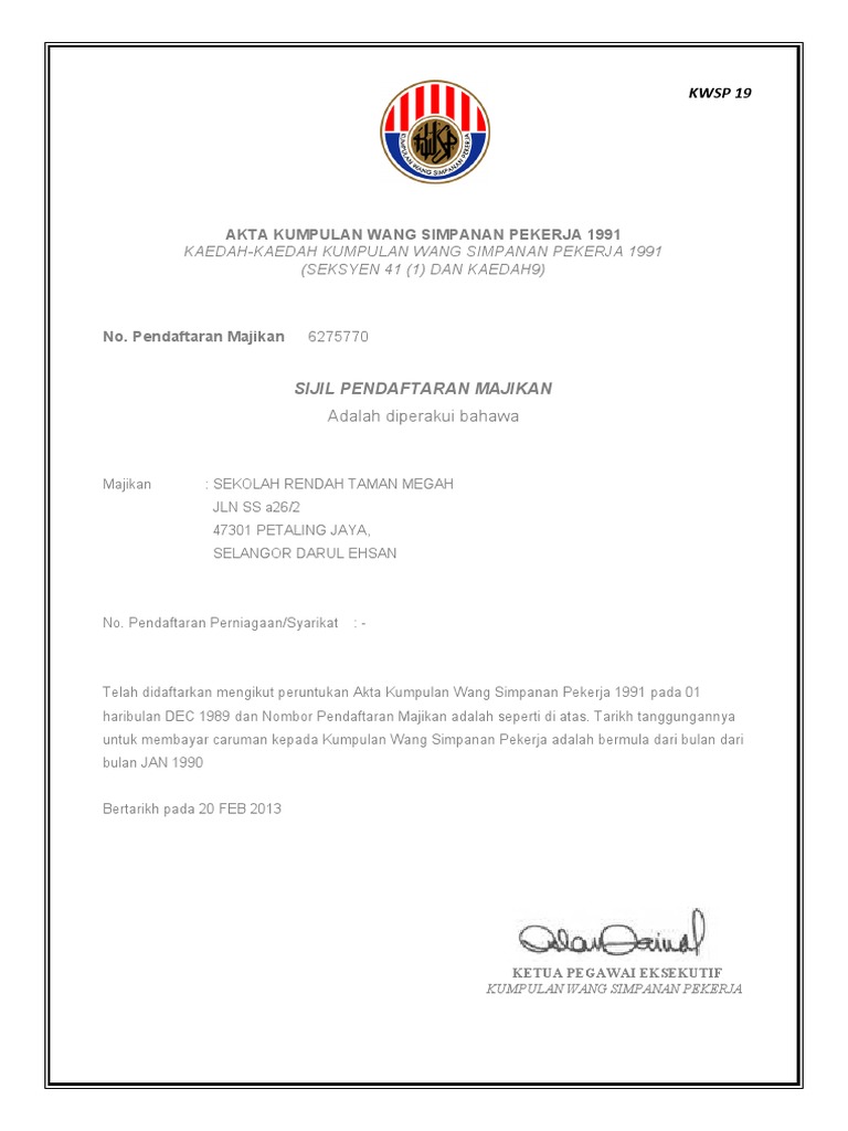 Akta Kumpulan Wang Simpanan Pekerja 1991 | PDF