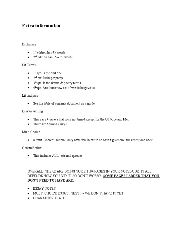 Important - Extra Information | PDF | Language Arts & Discipline