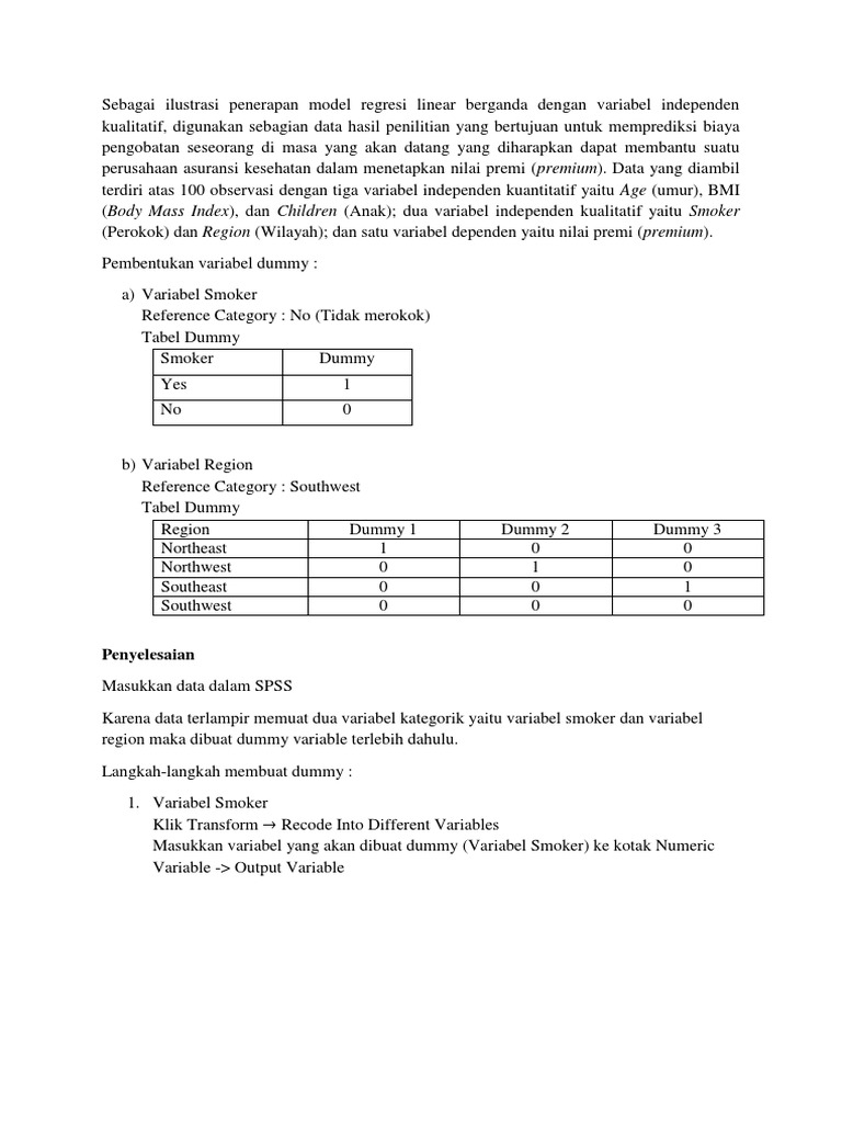 Contoh Analisis Regresi Dengan Dummy Variable | PDF