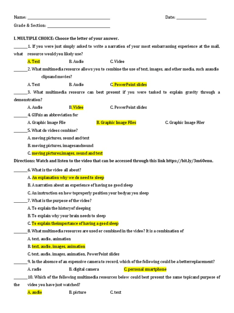 Third Monthly Test English 7 | PDF | Multimedia | Video