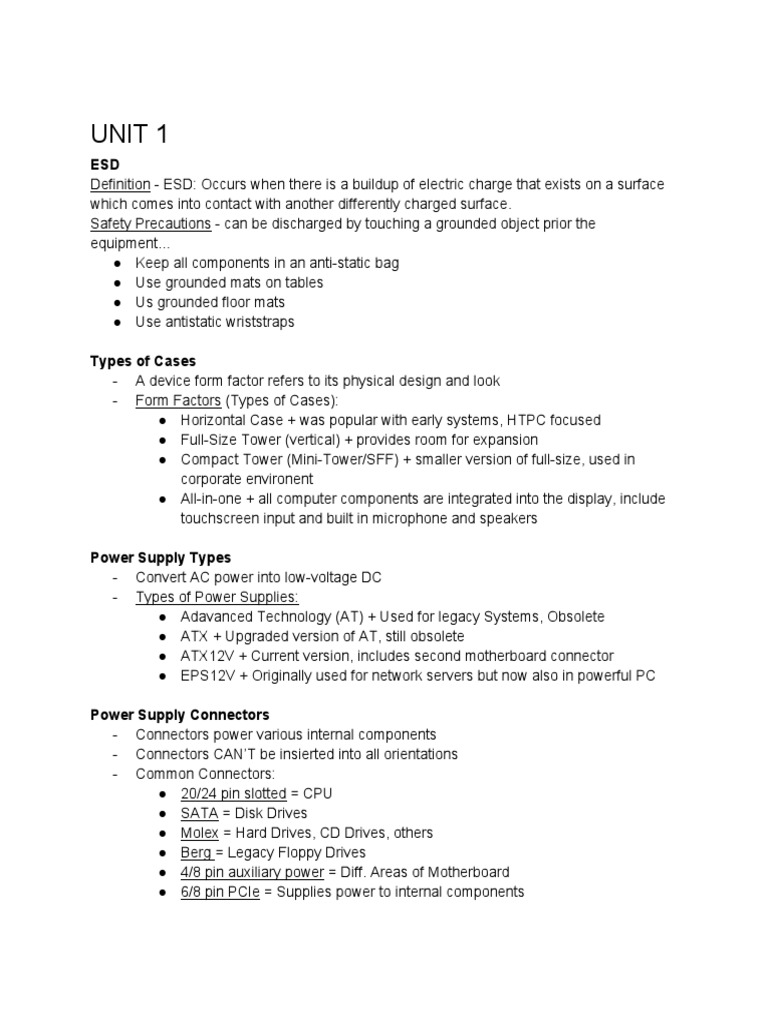 Tejm3u1 Unit 1 - 2 Study Review | PDF | Random Access Memory | Computer ...
