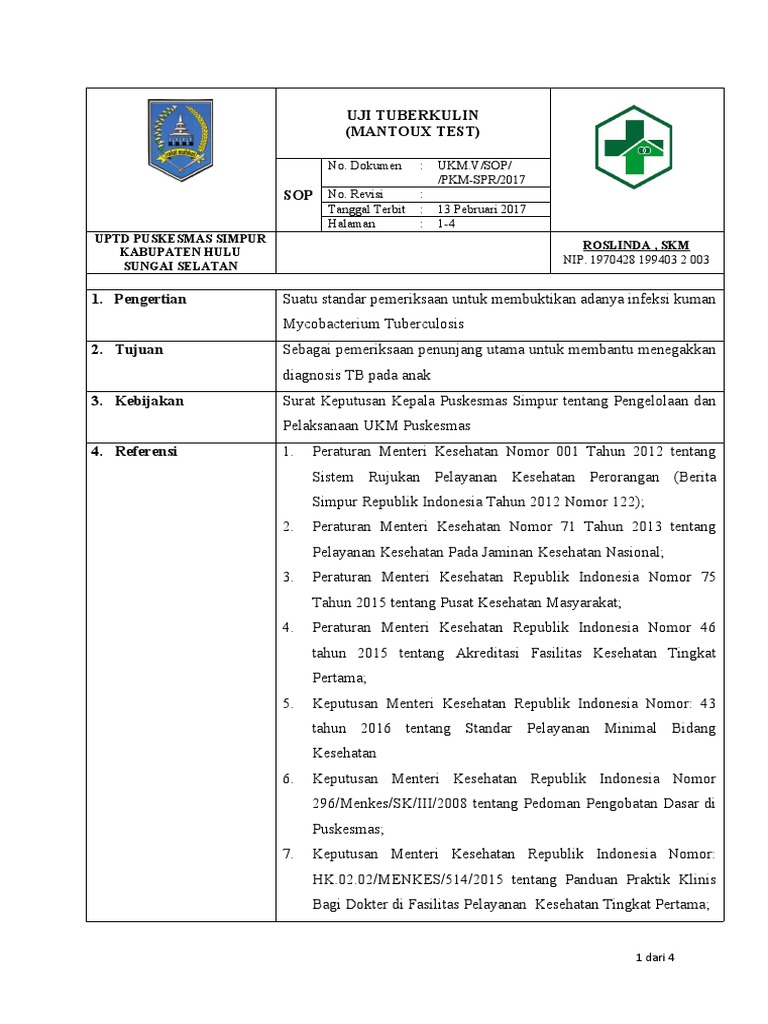 SOP Uji Tuberkulosis | PDF