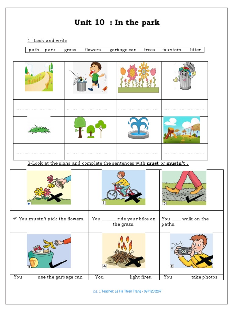 Unit 10: in The Park: Teacher: Le Ha Thien Trang - 0971233267 | PDF