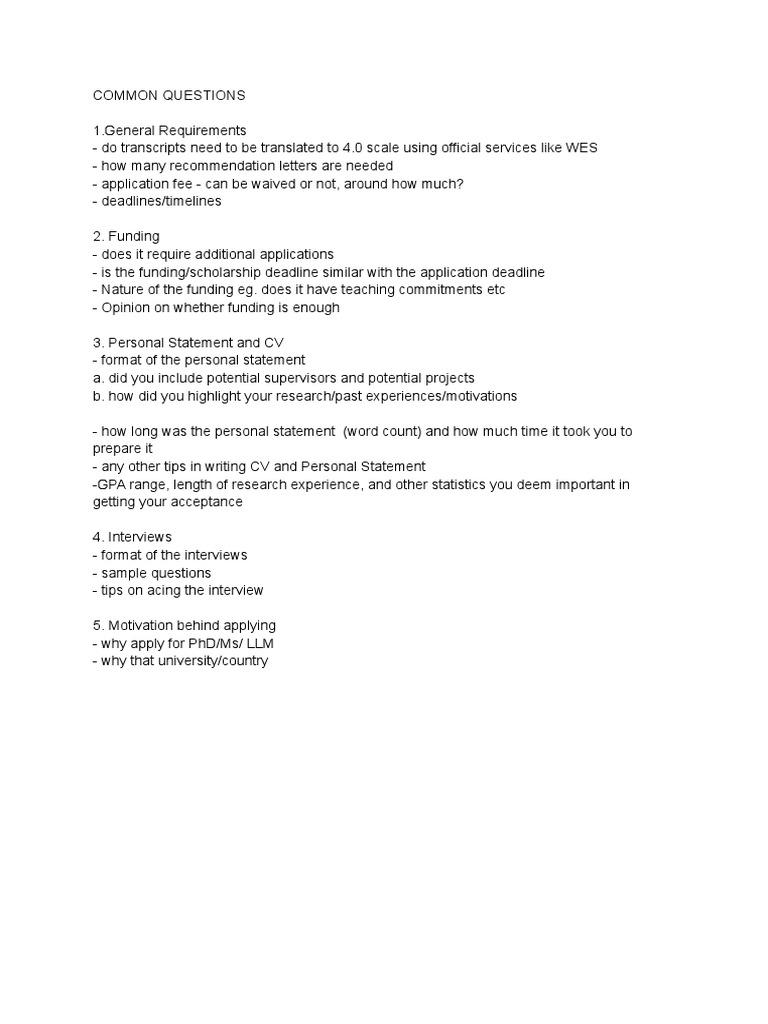 Graduate Seminar List of Questions | PDF