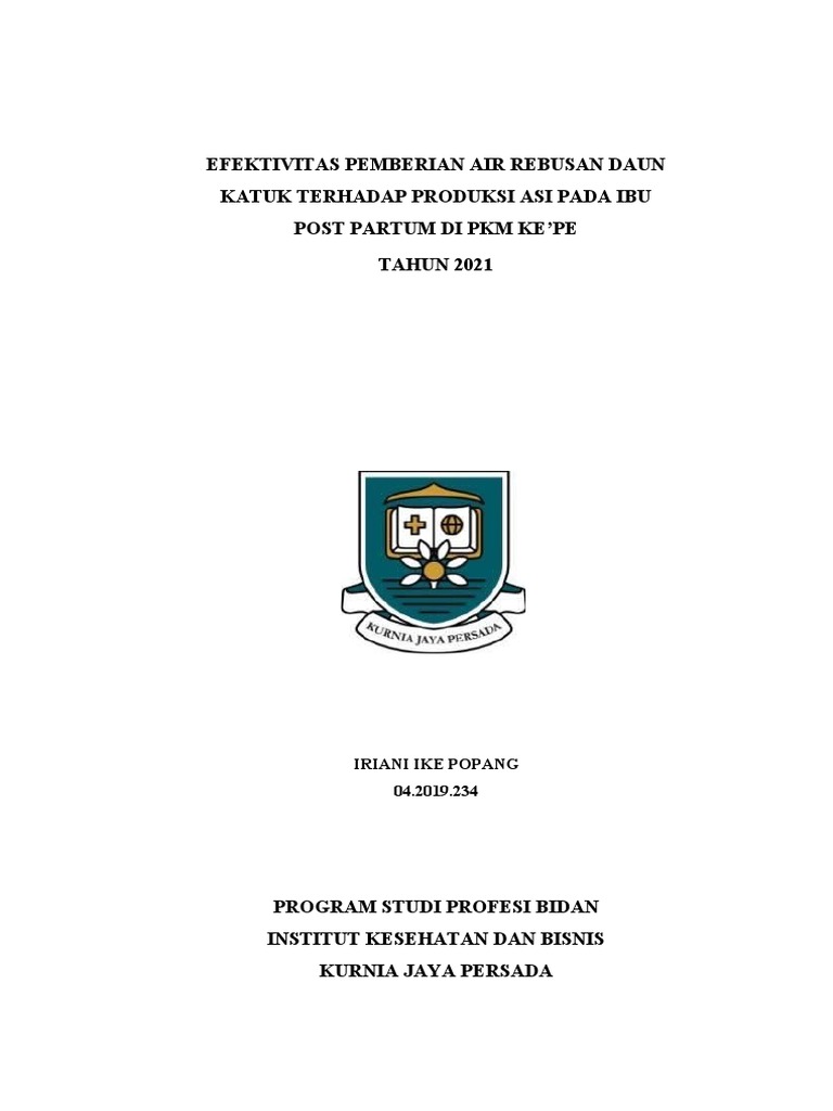 Proposal Iriany Ike Popamng Selesai | PDF | Kesehatan Holistik