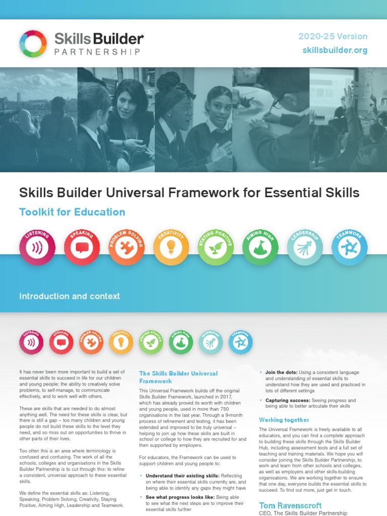 Skills Builder Universal Framework Toolkit For Education Pdf Creativity Leadership 