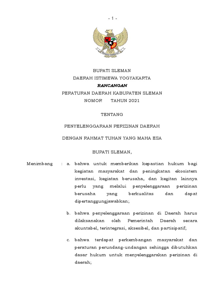 2 Draf Perda Perizinan Daerah | PDF