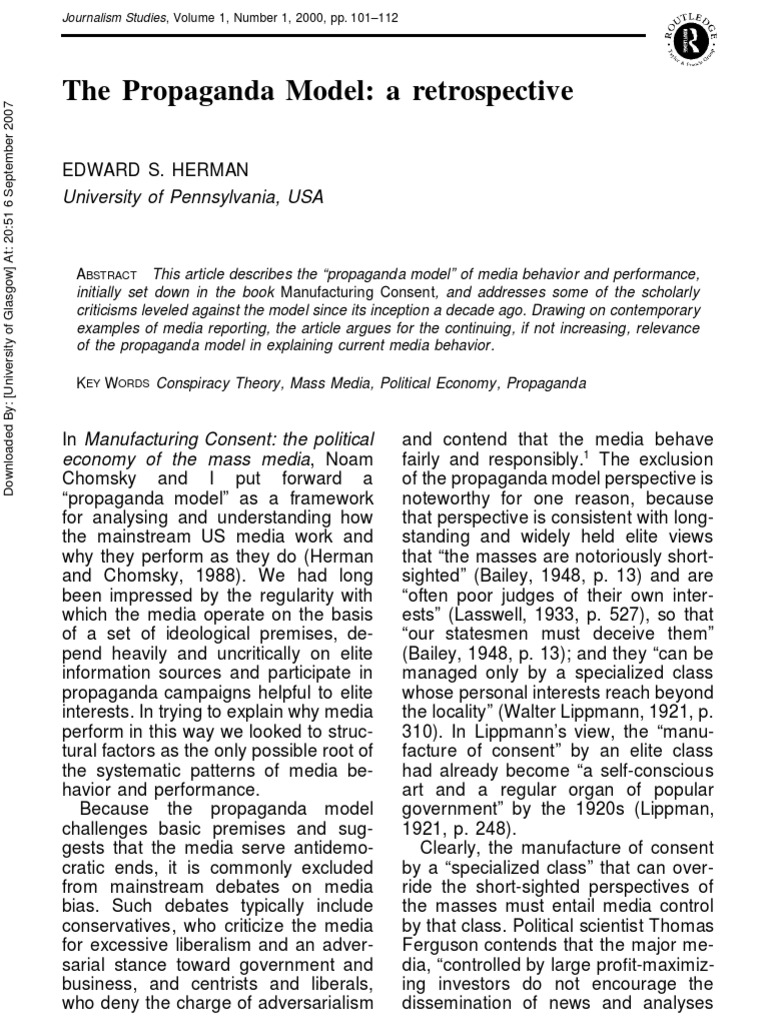 The Propaganda Model | PDF | Propaganda | Noam Chomsky