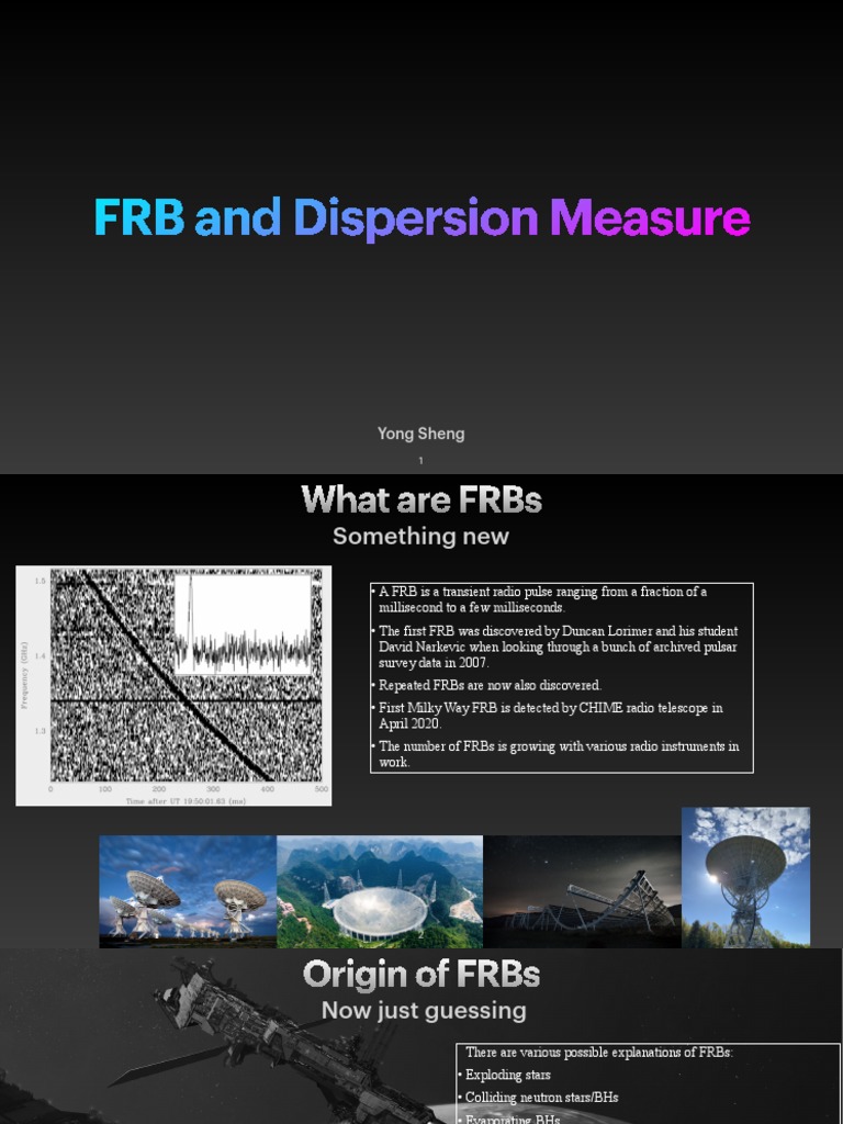 FRB and Dispersion Measure: Yong Sheng | PDF | Dispersion (Optics ...