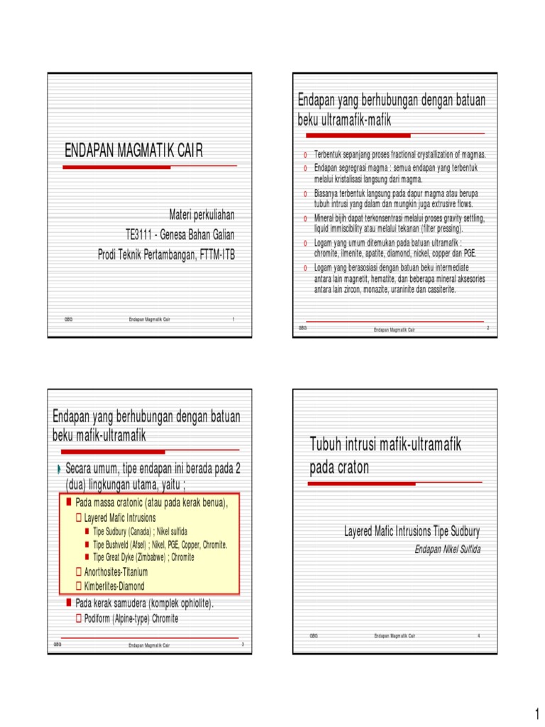 ENDAPAN MAGMATIK CAIR. Tubuh Intrusi Mafik-Ultramafik Pada Craton. Endapan Yang Berhubungan ...