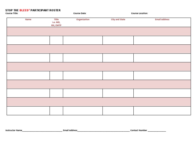 Stop The Bleed Participant Signin Sheet | PDF