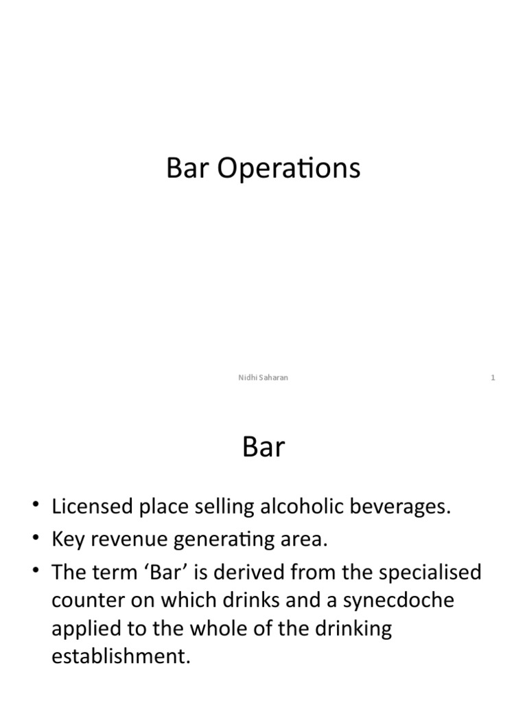 Bar Operations | PDF | Bar (Establishment) | Drink