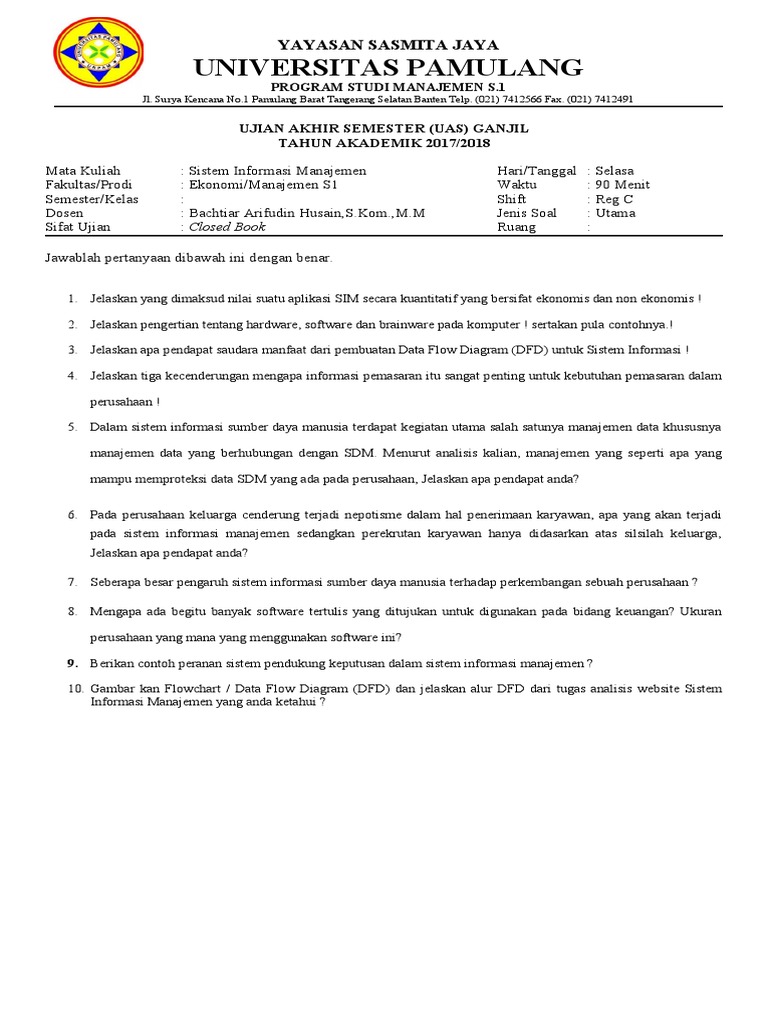 Soal Uas Sim | PDF