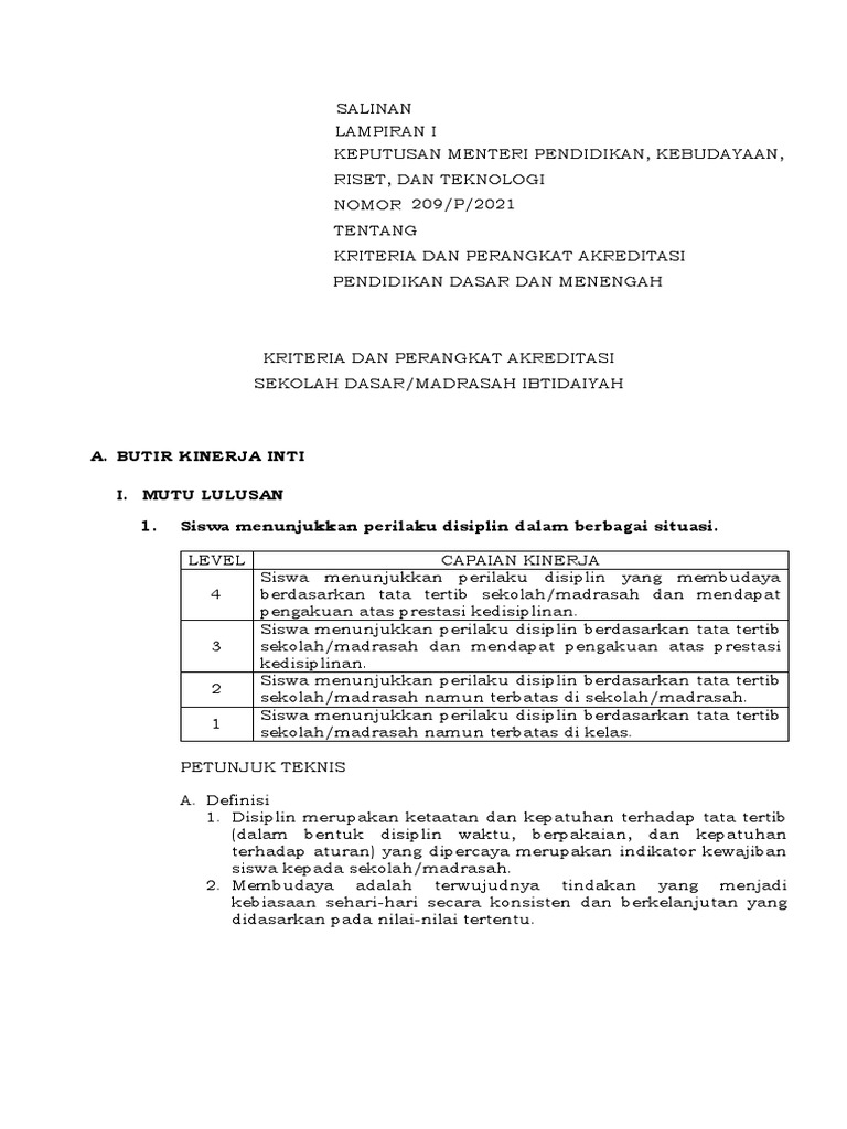 Kriteria Mutu Lulusan Sekolah | PDF