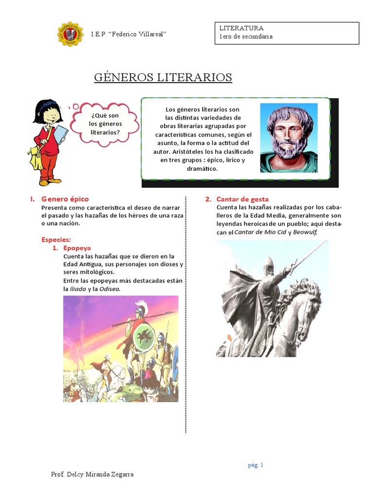 Géneros Literarios 2 | PDF | Poesía épica | Las artes