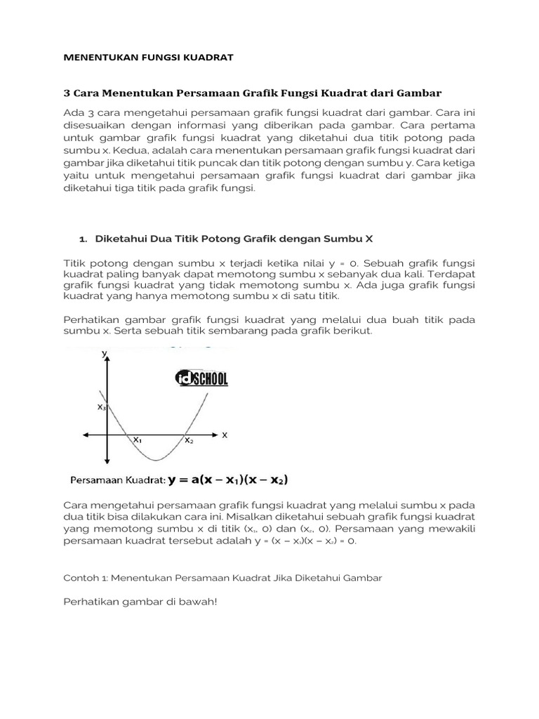 Menentukan Fungsi Kuadrat | PDF | Metode & Bahan Ajar