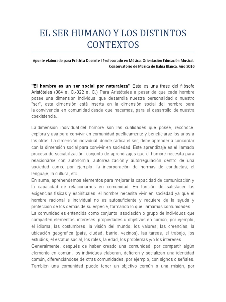 El Ser Humano y Los Distintos Contextos | PDF | Sociedad | Aprendizaje