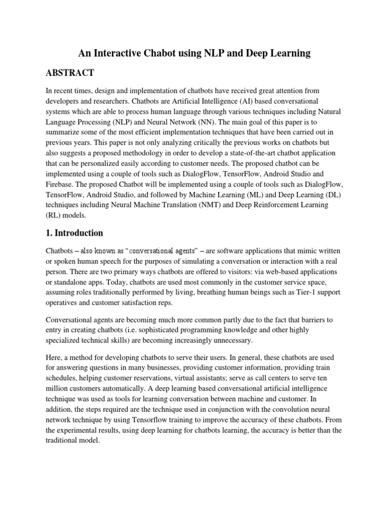 Deep Learning Chatbot Development Guide | PDF | Deep Learning ...