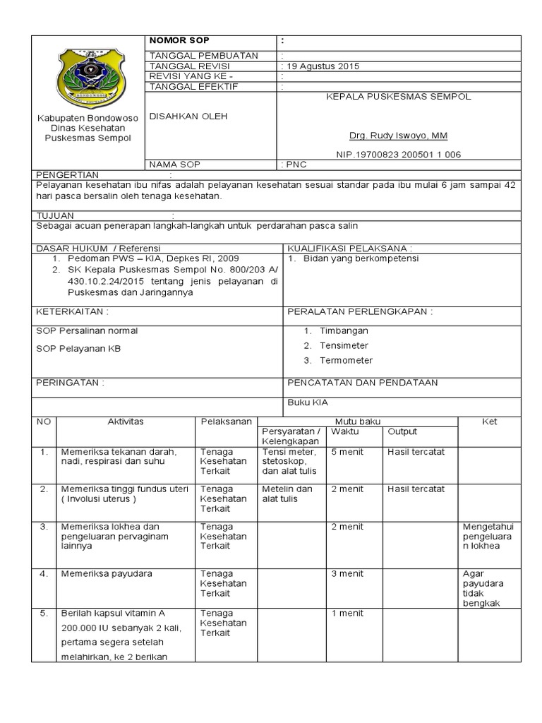 Sop PNC | PDF | Uterus | Animal Female Reproductive System