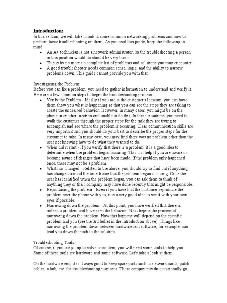 Troubleshooting Networks Pdf Osi Model Internet Architecture