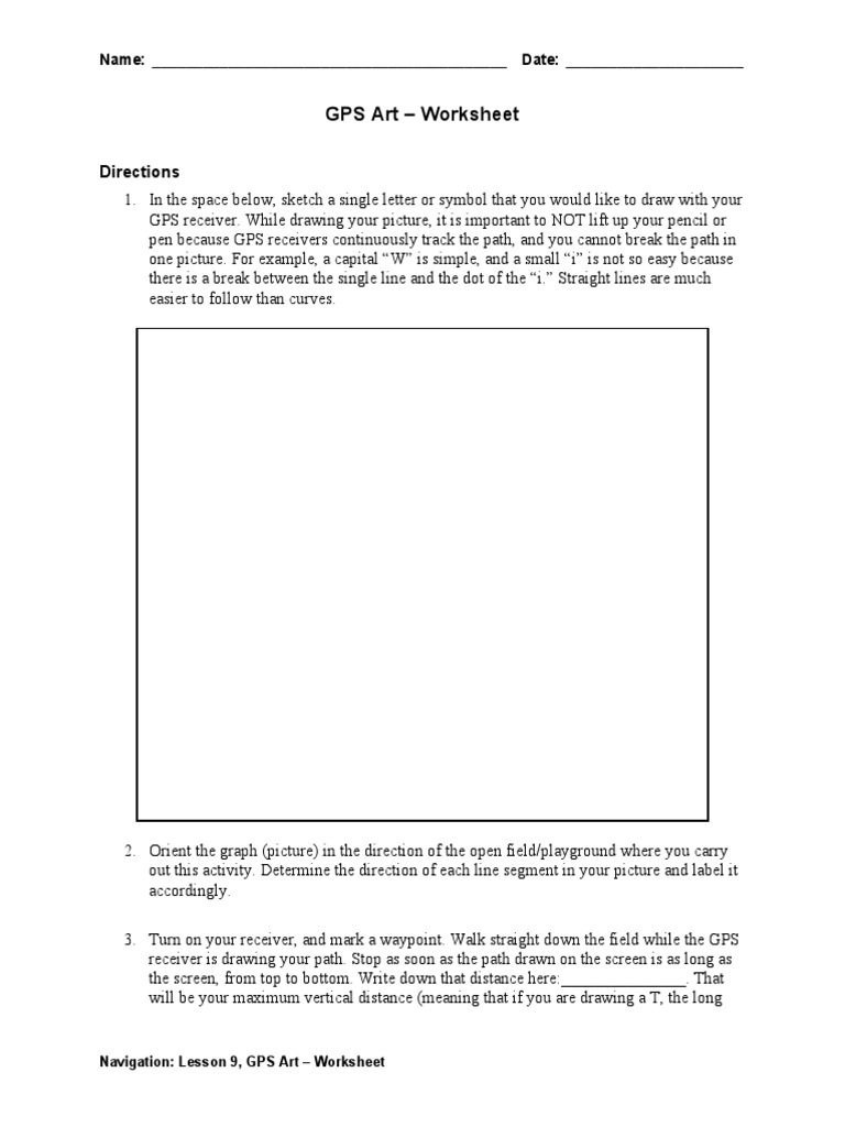 GPS Art - Worksheet: Directions | PDF | Distance | Navigation