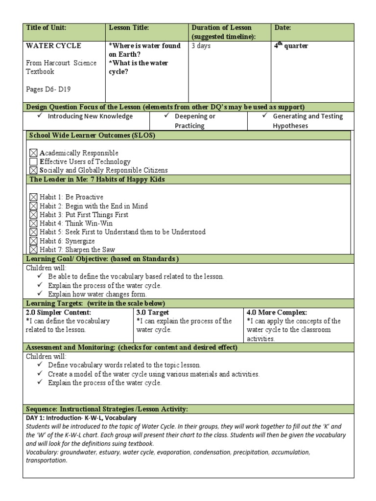 Understanding the Water Cycle Lesson Plan | PDF | Water Cycle | Water