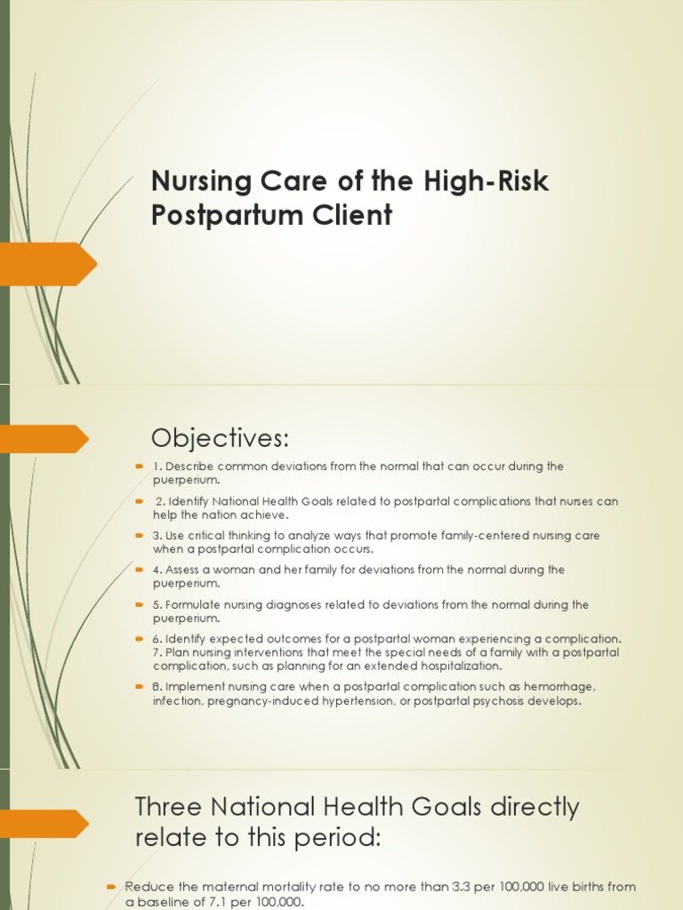 Nursing Care of The High-Risk Postpartum Client | PDF | Psychosis ...
