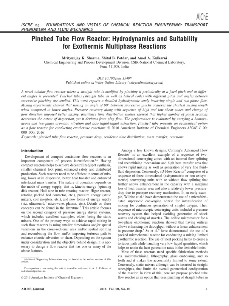 Pinched Tube Reactor | PDF | Chemical Reactor | Flow Measurement