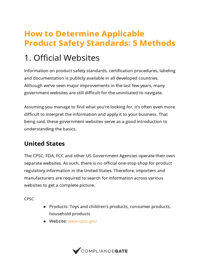 How To Determine Applicable Product Safety Standards | PDF | Regulatory ...