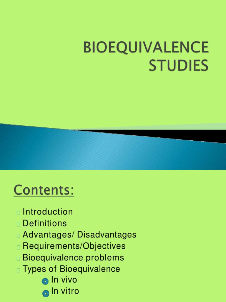 Bioequivalencestudies 2 Pdf Pharmacokinetics Bioavailability