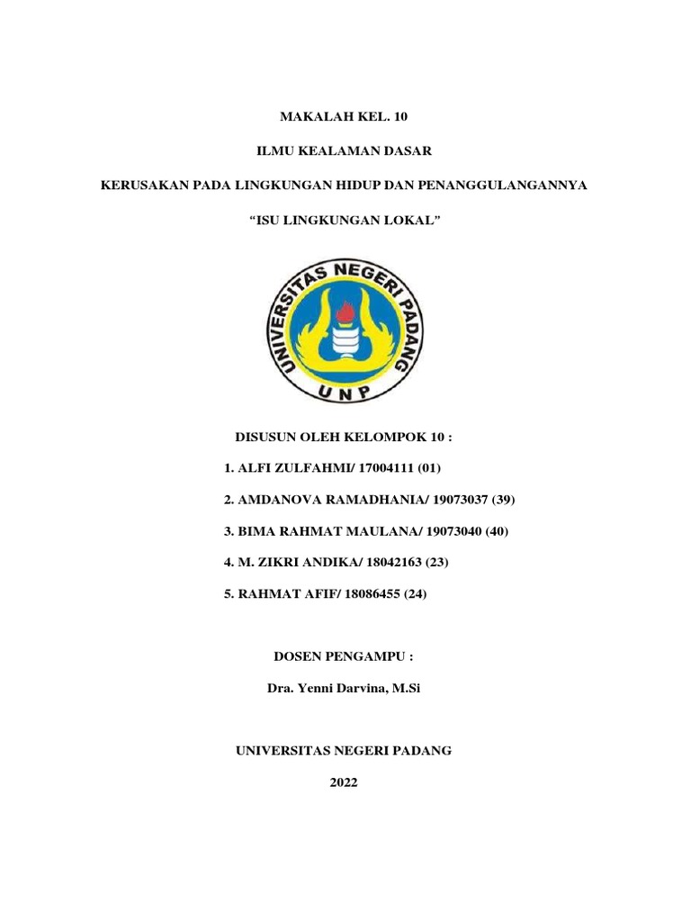 Makalah Kelompok 10 Isu Lingkungan Lokal 1 Pdf 