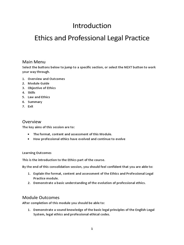 Introduction To Ethics and Professional Legal Practice | PDF | Lawyer ...